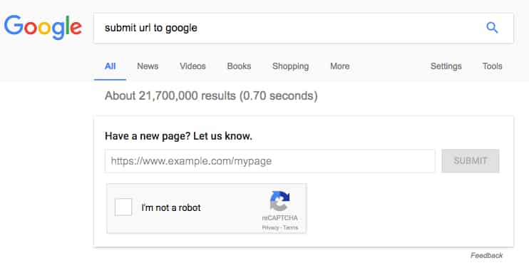 Submit URL to Google: New Form Implemented in Search Results