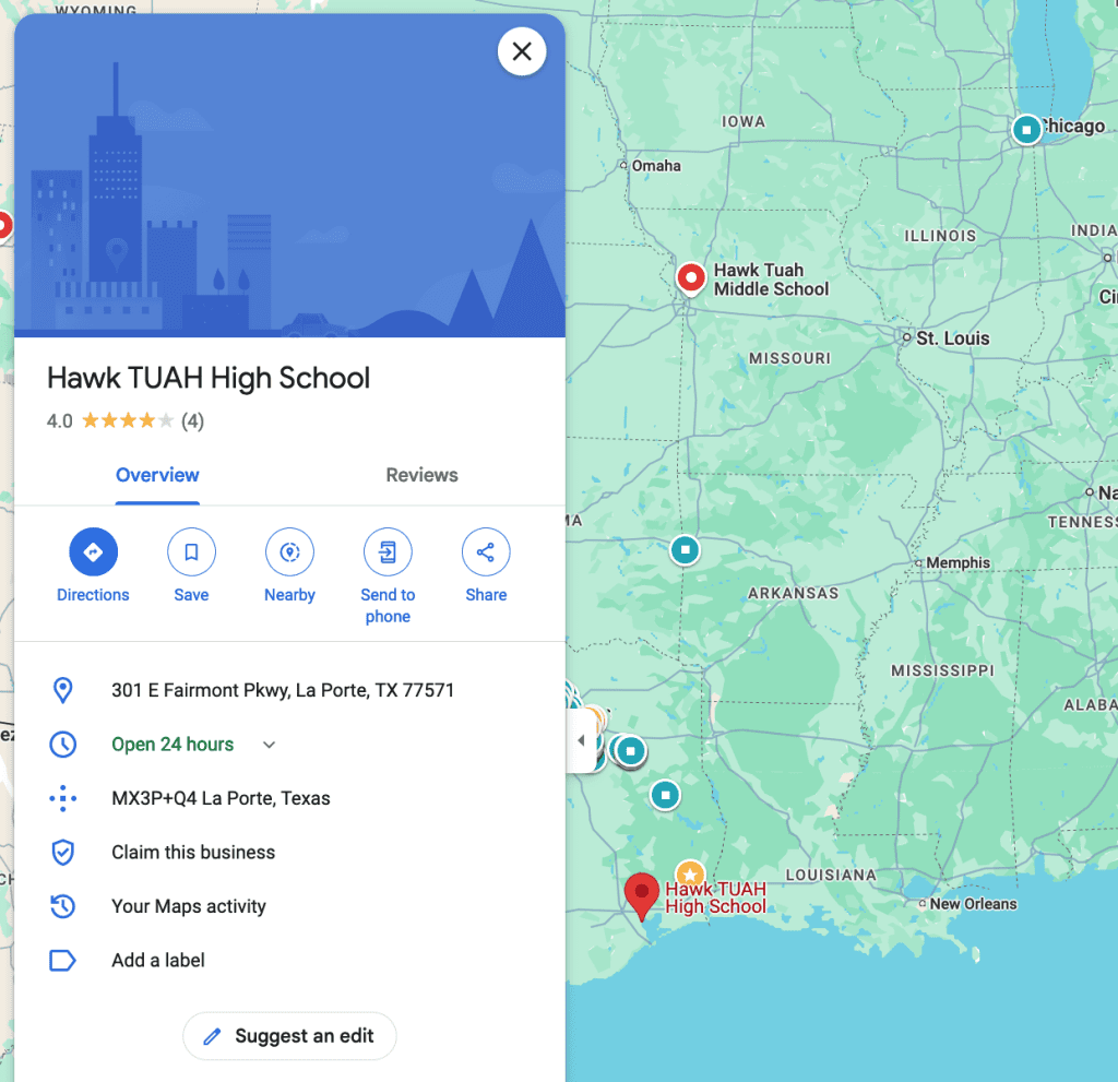 Schools on Google Maps are Being Renamed Hawk Tuah Schools - Bill Hartzer